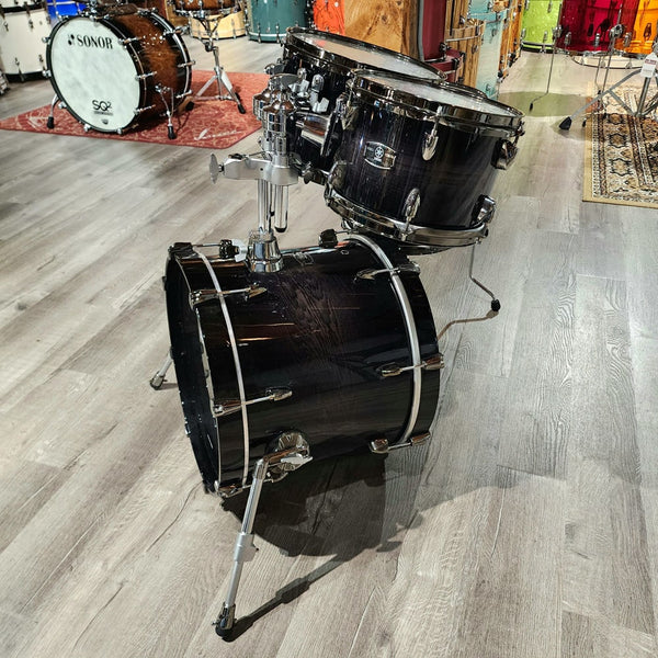 Used Yamaha Live Custom Oak 4pc Drum Set Black Shadow Sunburst | DCP