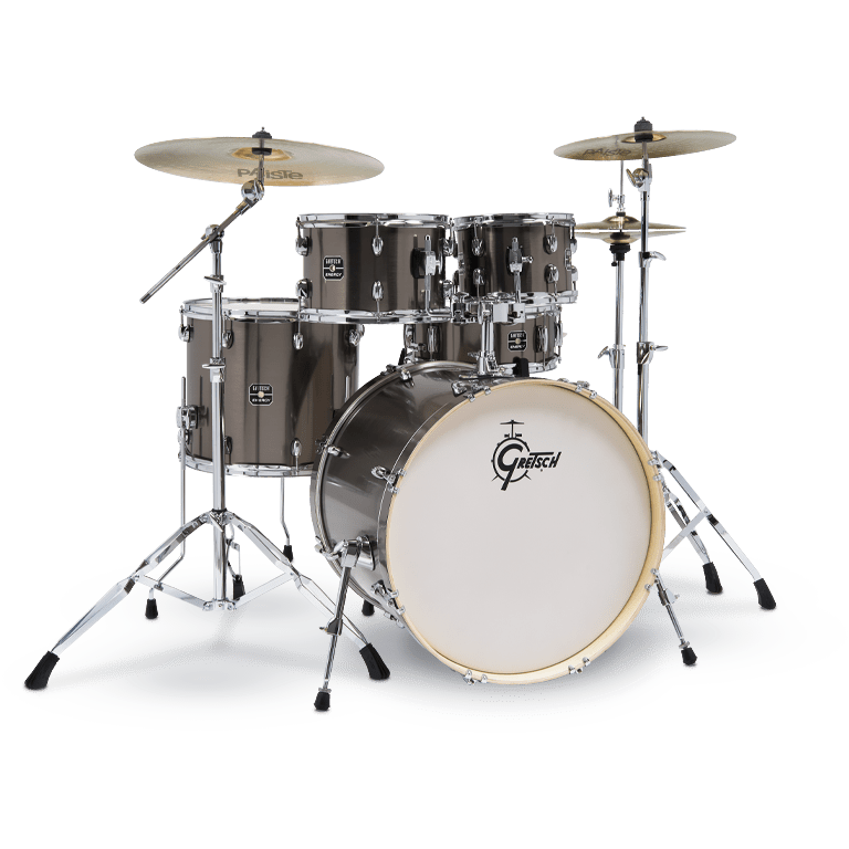 Gretsch Energy 5pc Drum Set w/Hardware & Paiste Cymbals Grey Steel