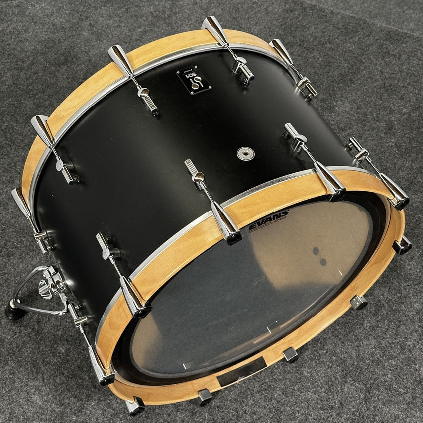 Used Sonor SQ1 3pc Drum Set 24/13/16 GT Black w/Natural BD Hoops - Goo