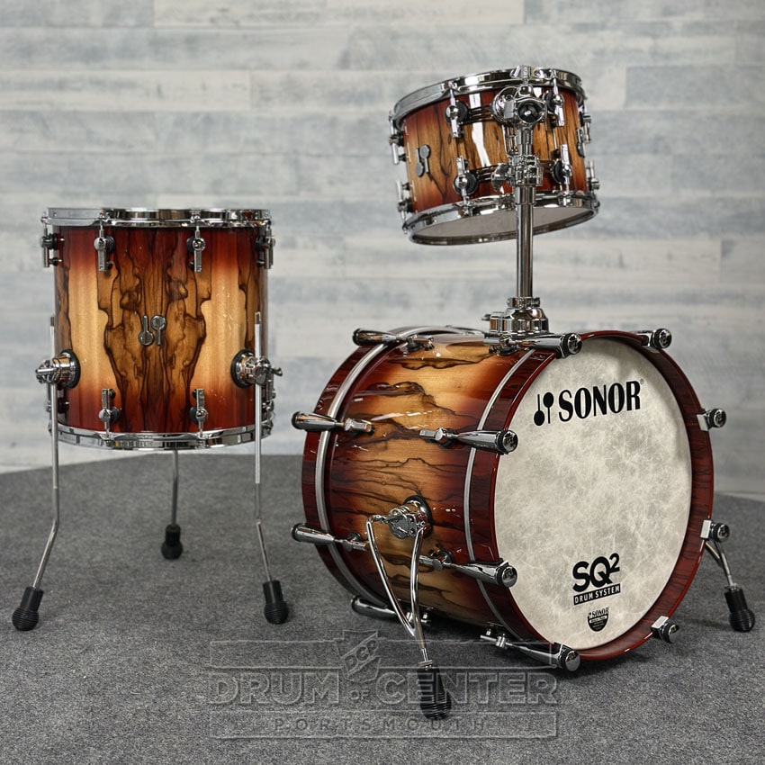 Sonor SQ2 Maple 3pc Drum Set Red Burst Fade Over African Marble