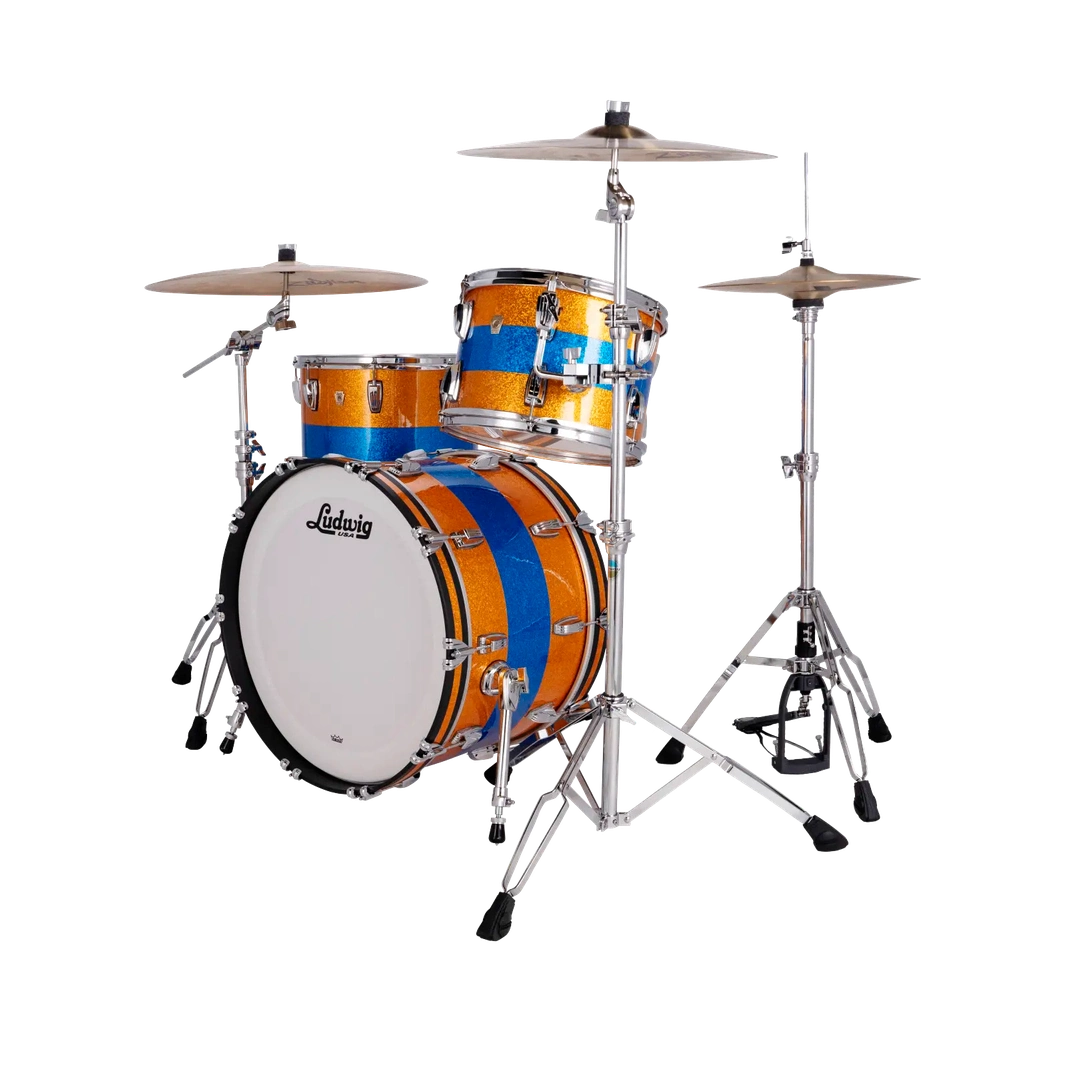Ludwig Classic Maple 3pc Fab Drum Set Gold/Blue/Gold Tri-Band