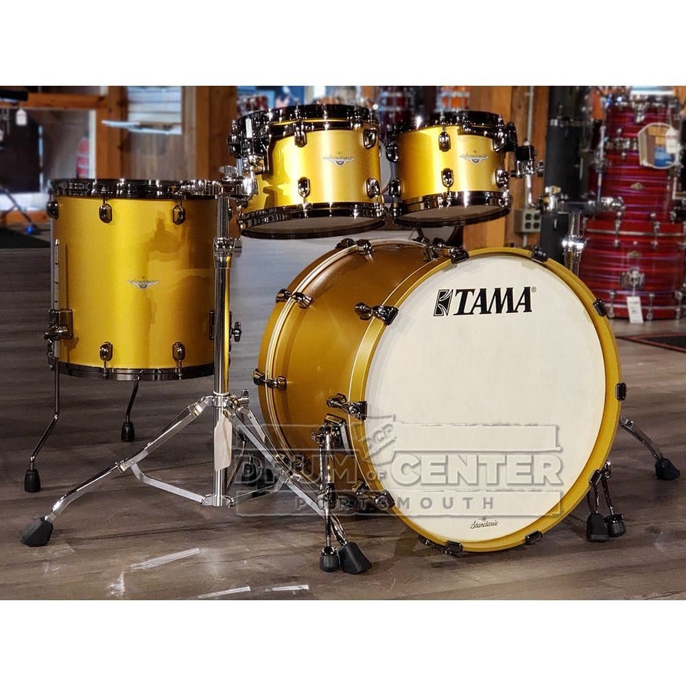 Tama Starclassic Maple 4pc Drum Set Satin Aztec Gold Metallic w/Black