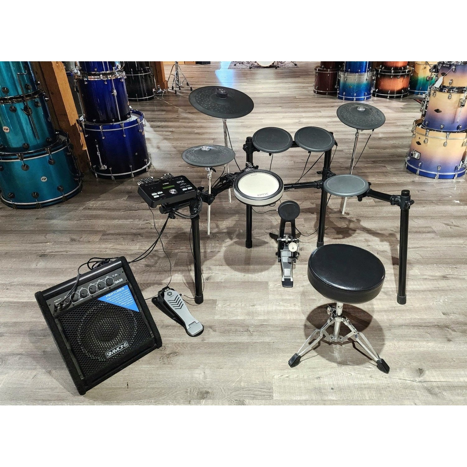 Used Yamaha DTX502 Electronic Drum Set w/Amp, Pedal, & Throne | DCP