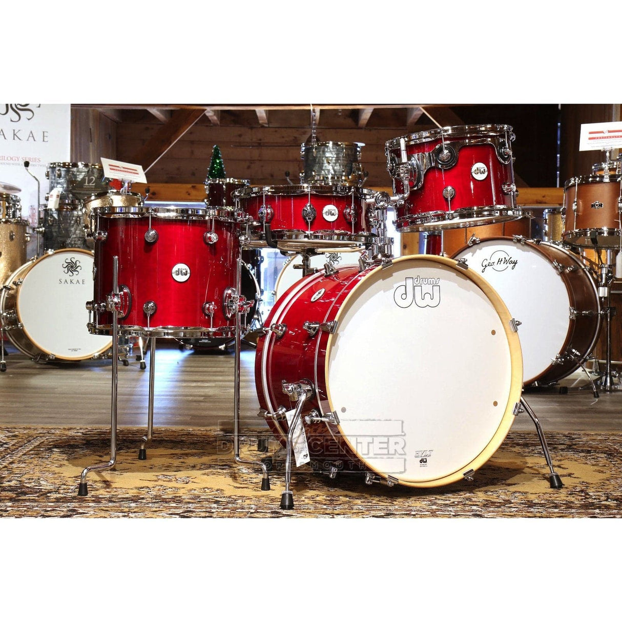 DW Design Frequent Flyer 4pc Drum Set Cherry Stain Lacquer