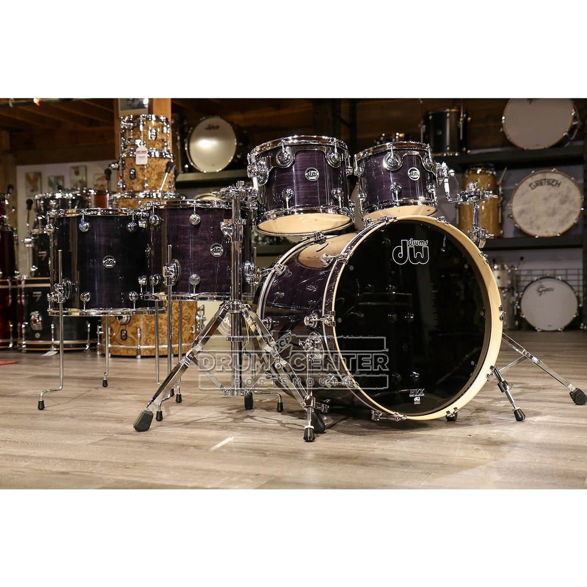 DW Performance 5pc 2 Up/2 Down Drum Set Ebony Stain