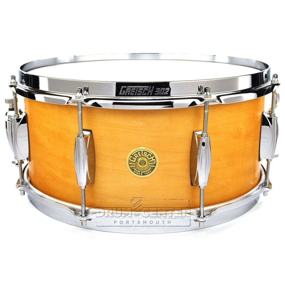 Gretsch Broadkaster Snare Drum 14x6.5 8-Lug Satin Natural w/Lightning ...