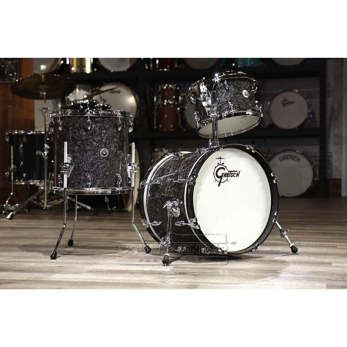 Gretsch Brooklyn 3pc Jazz Drum Set Deep Black Marine Pearl w/ Tom Arm