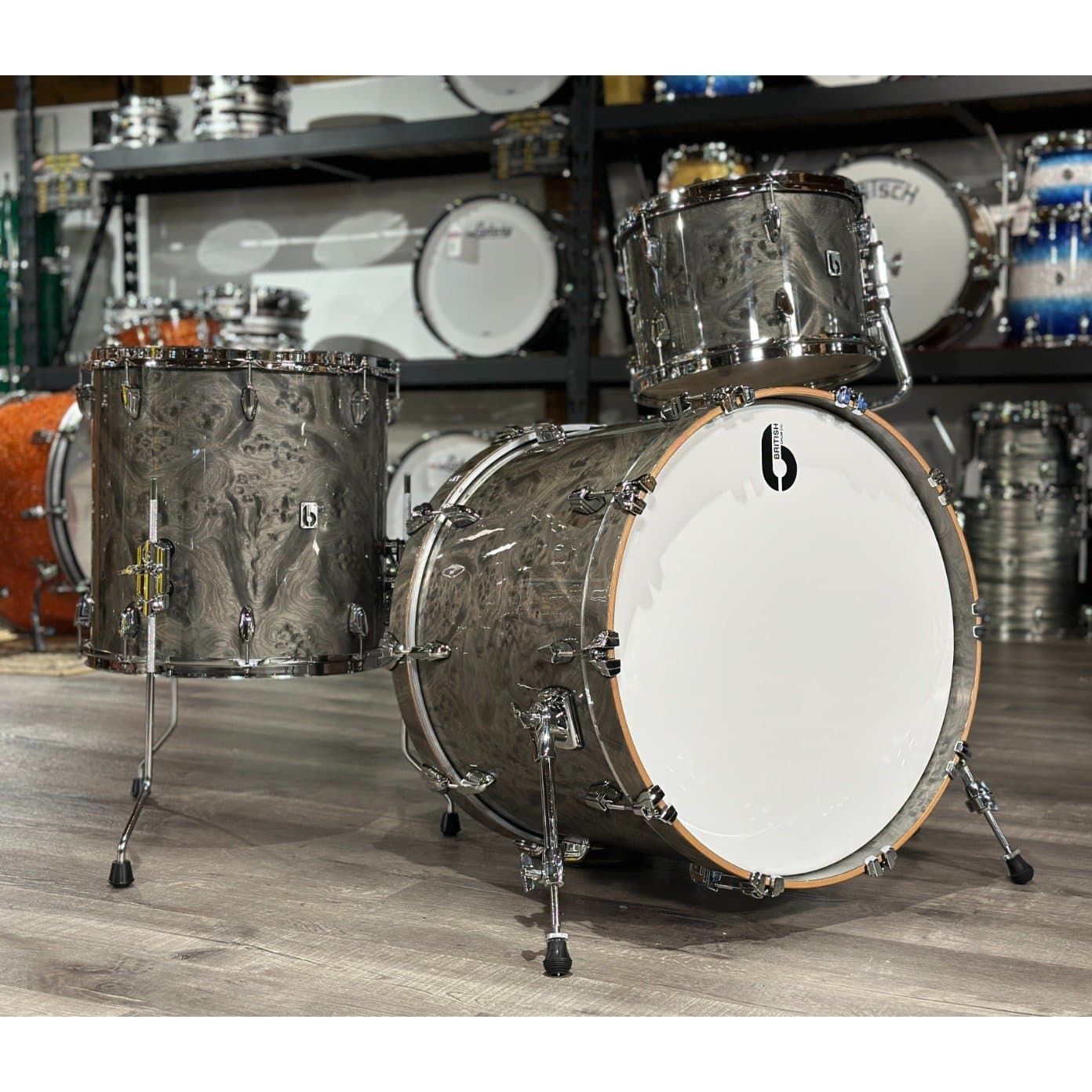 British Drum Company Legend US Club 3pc Drum Set w/22"BD Sterling Silv