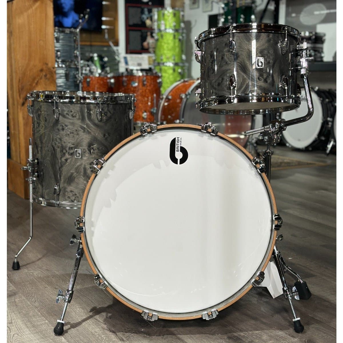 British Drum Company Legend US Club 3pc Drum Set w/22"BD Sterling Silv