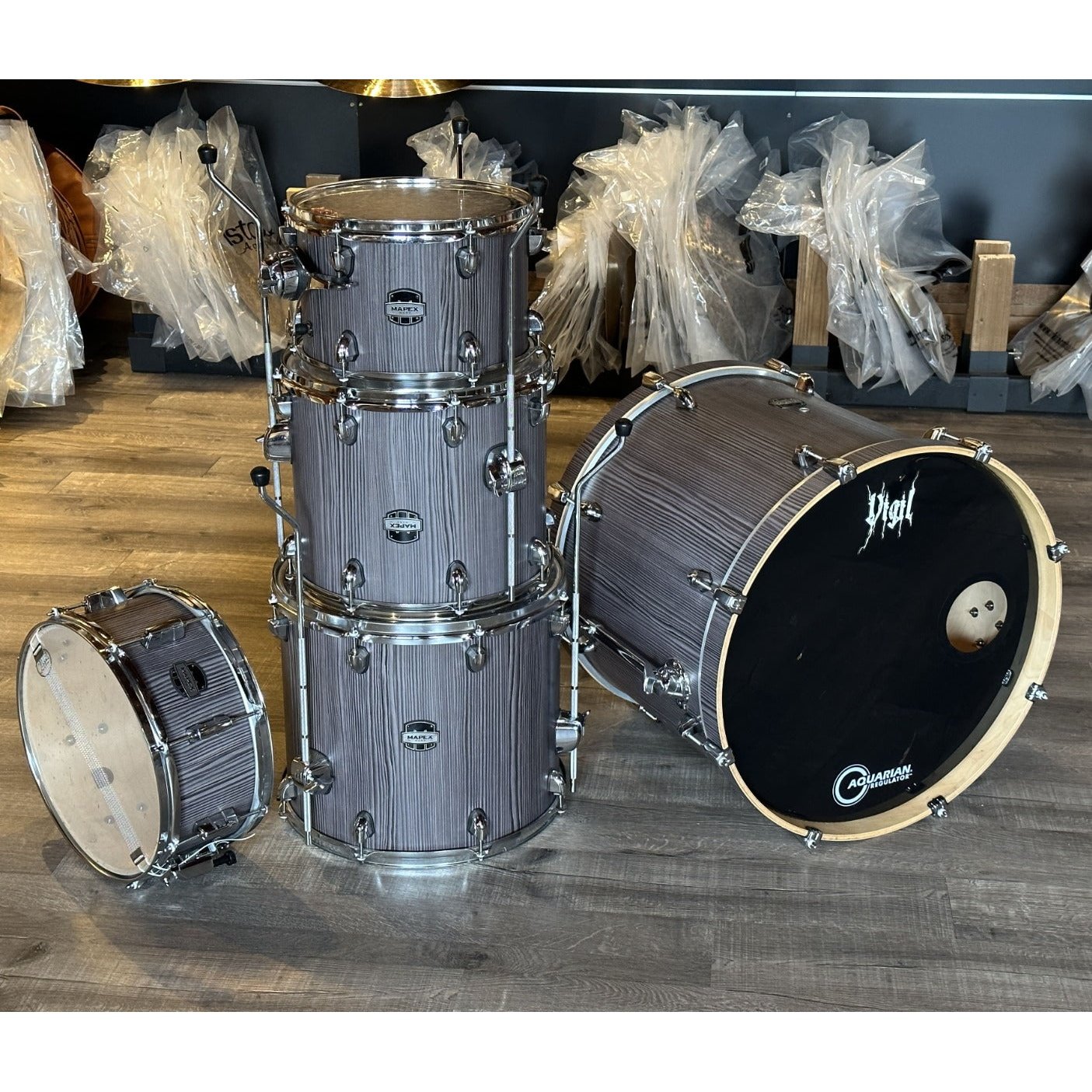 Used Mapex Mars Crossover 5pc Drum Set Smokewood