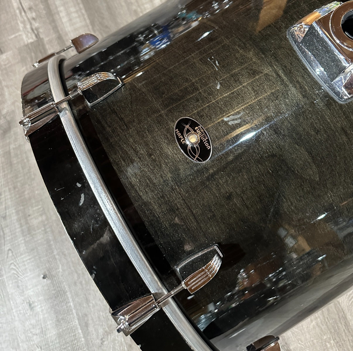 Used Ludwig Evolution Maple 7pc Drum Set Transparent Black