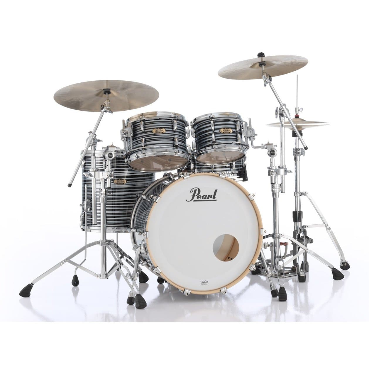 Pearl Masters Maple Pure 4pc Drum Set w/22x16BD w/L-Bracket R2s Blk Oyster Swirl